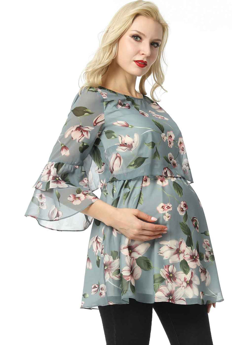Kimi + Kai Maternity "Audrey" Nursing Floral Print Blouse – kimi + kai